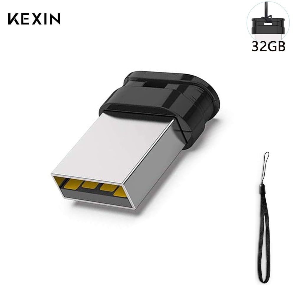 KEXIN 32GB Mini Flash Drive with Lanyard, USB 2.0, Black, 1 pack ...