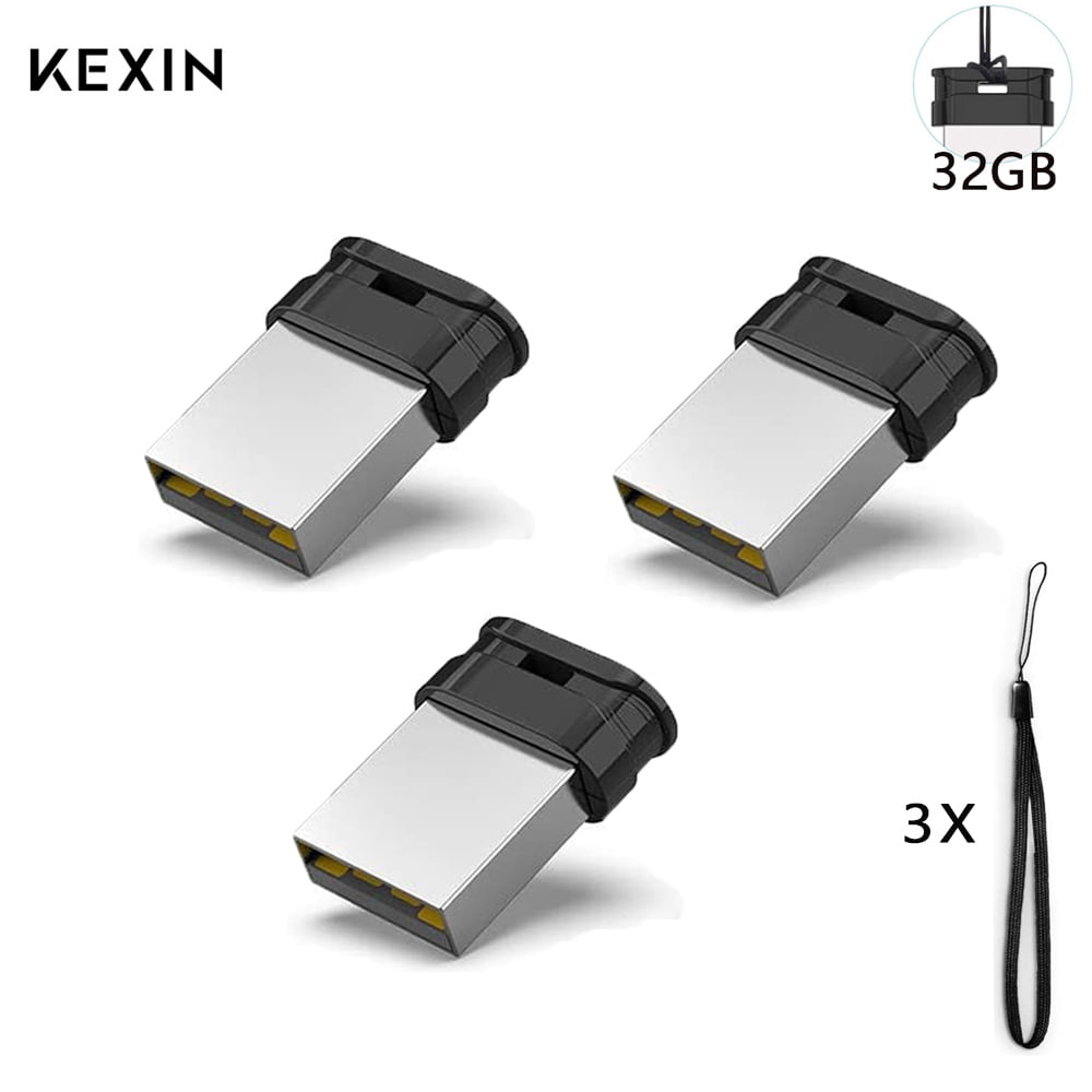 KEXIN 32GB Mini Flash Drive, USB 2.0, Black, 3 Pack, Portable with ...