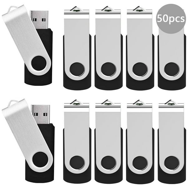 KEXIN 50 Pack 8GB Flash Drive USB 2.0, Swivel Design Memory Stick for computer / PC, Black ...