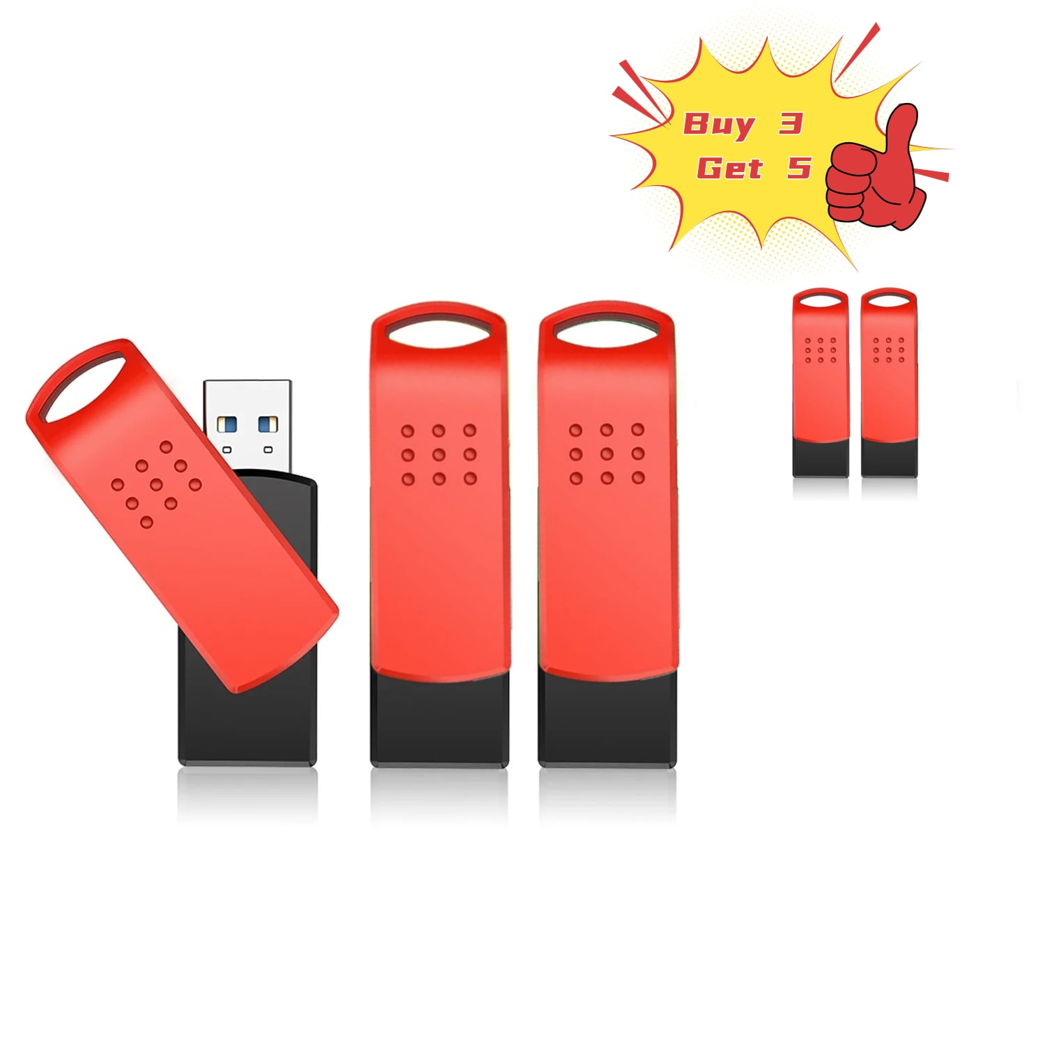 KEXIN Buy 3 Get 5 256MB USB Flash Drive USB 2.0,Swivel Thumb Drives ...