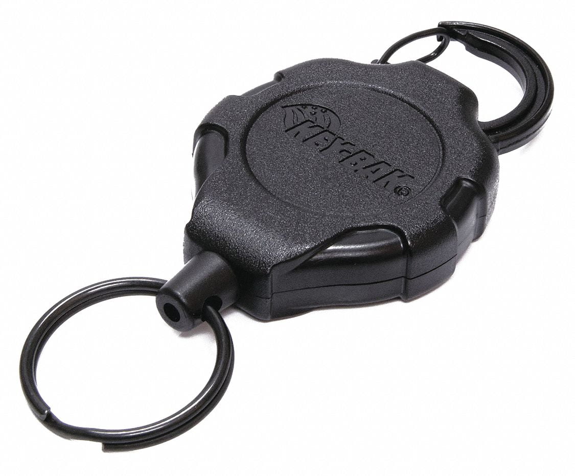 KEY-BAK RATCH-IT Black Retractable Keychain Holder, 48" Kevlar Cord ...