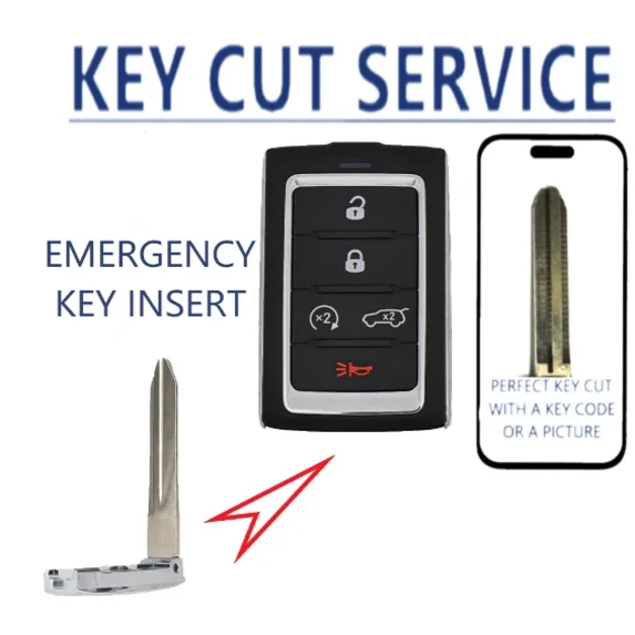 KEY CUT + Emergency Key For Jeep Grand Cherokee Wagoneer 2021 - 2026 ...