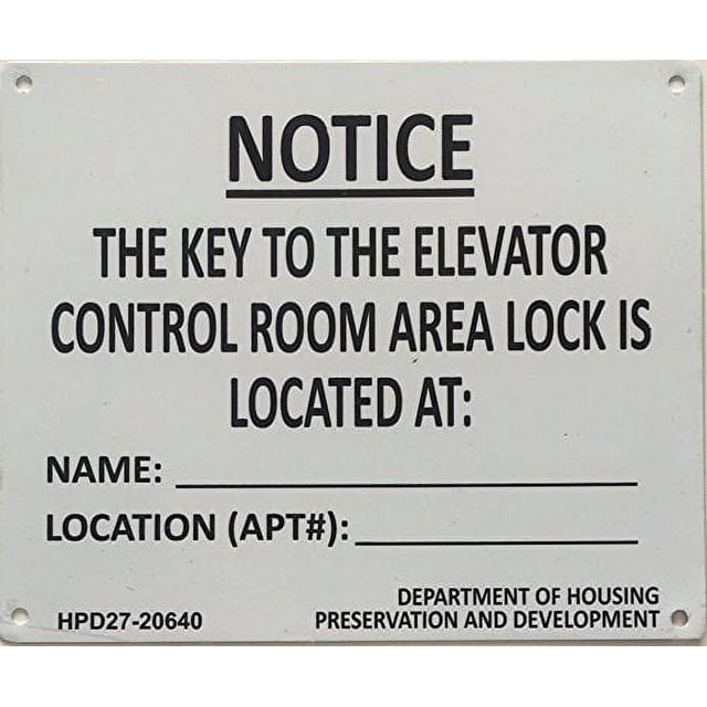 KEY TO ELEVATOR CONTROL ROOM (WHITE-aluminium) - Walmart Business Supplies