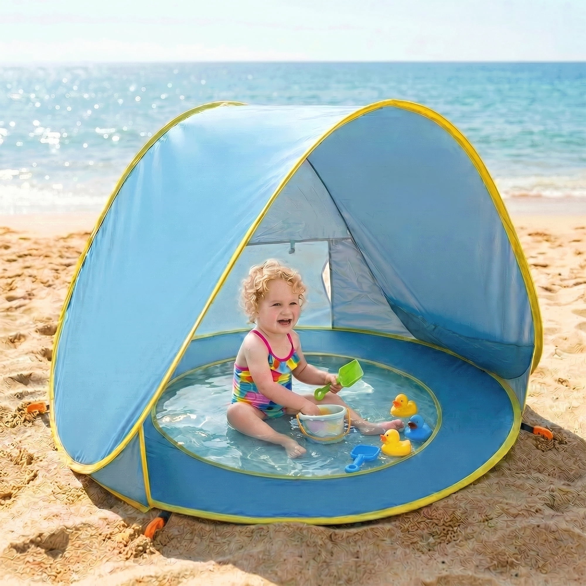 KEYAHAPPY Baby Beach Tent with Pool, Pop Up Tent Sun Shelter, UV ...