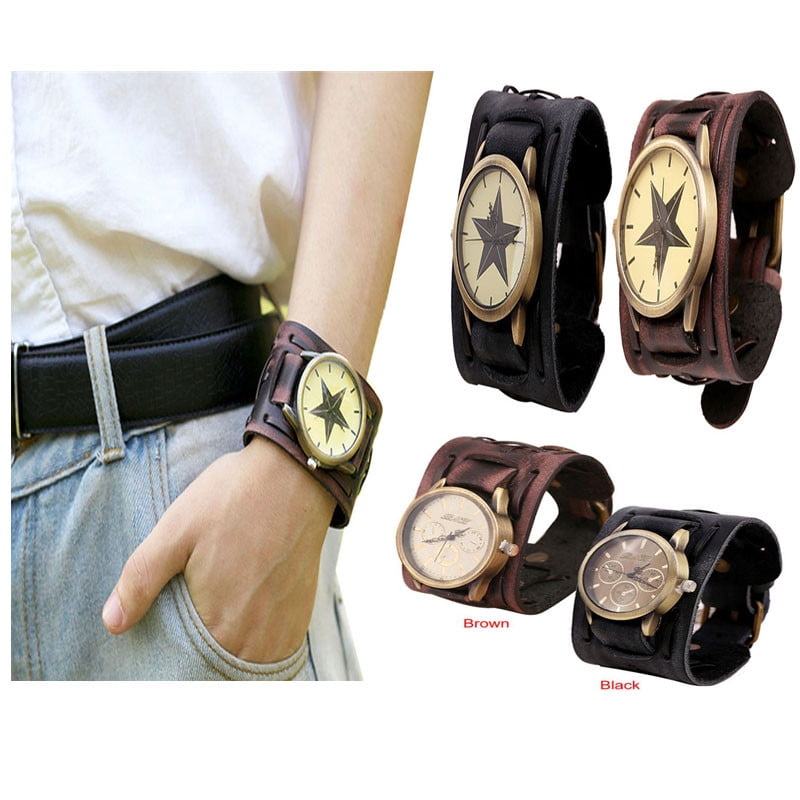 KEYBANG Watch for Men Mens Watches Under $10 Style Retro Punk Brown Big ...