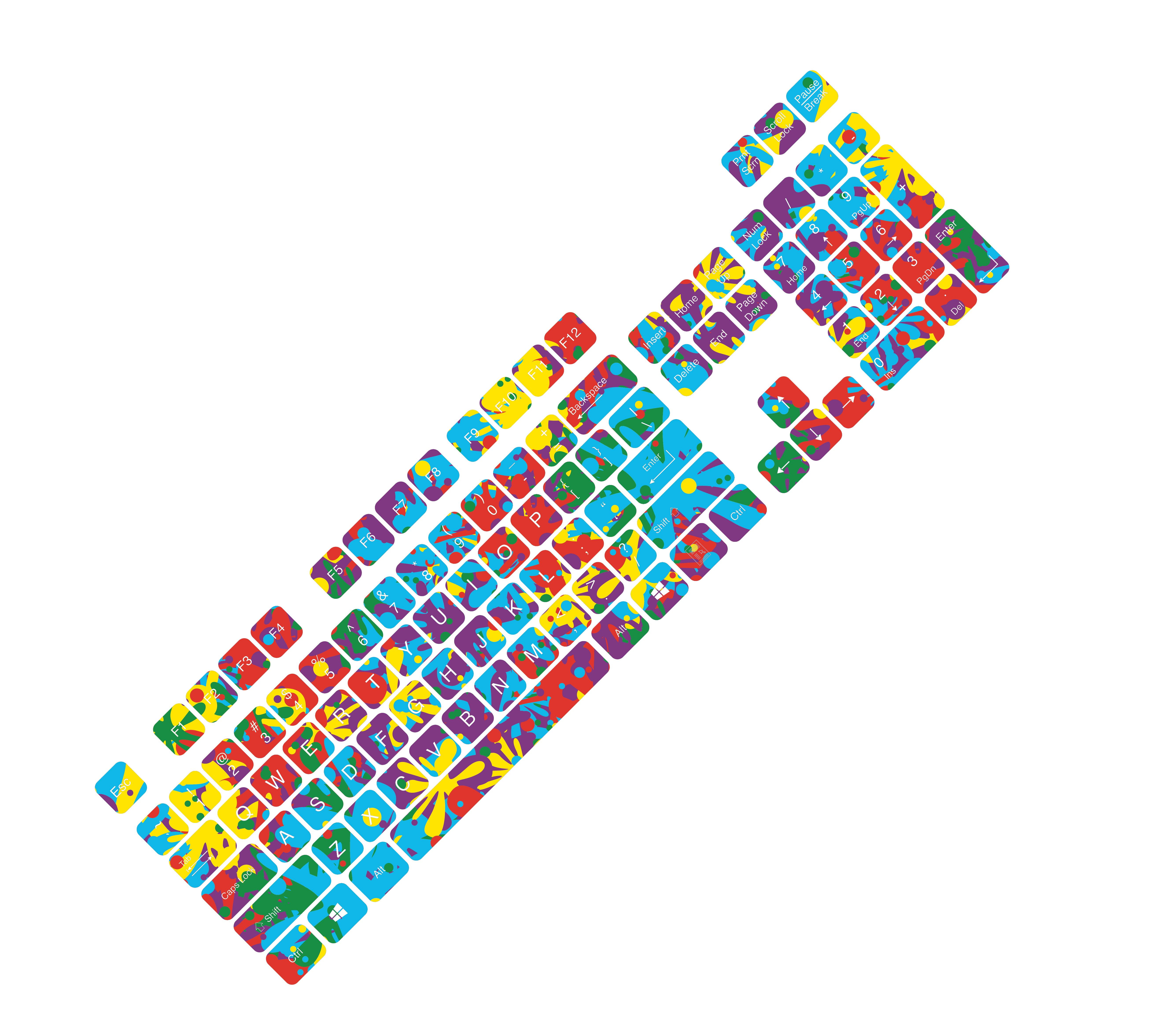 KEYBOARD - Removable Kids Teens Bedroom Funky Style Keyboard Decoration ...