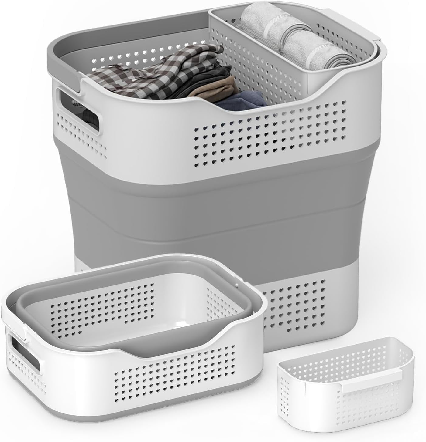 KEYOZA 41Cm23Cm35Cm Collapsible Plastic Laundry Basket Foldable Pop Up ...