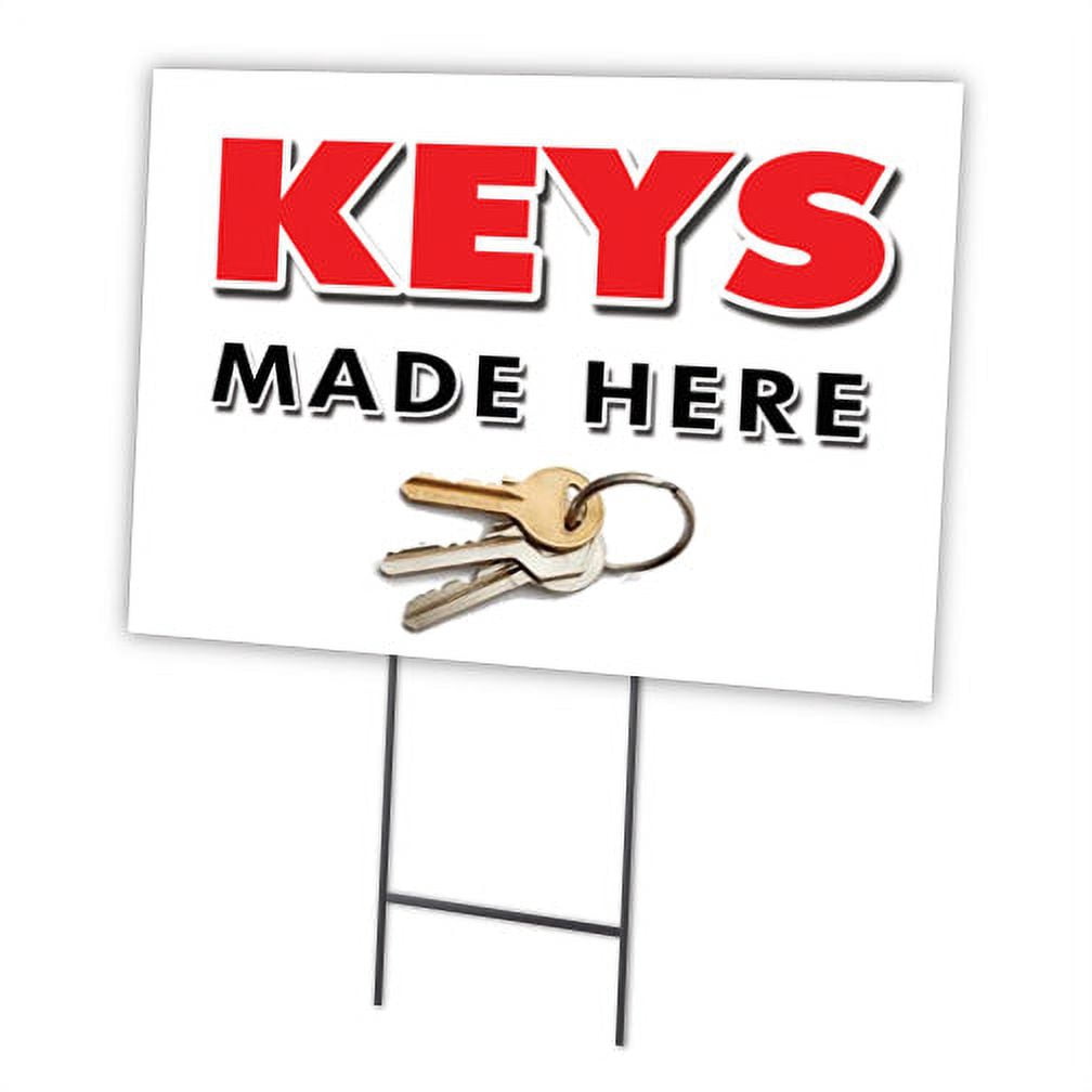 KEYS MADE HERE 18"x24" Yard Sign & Stake | Advertise Your Business ...