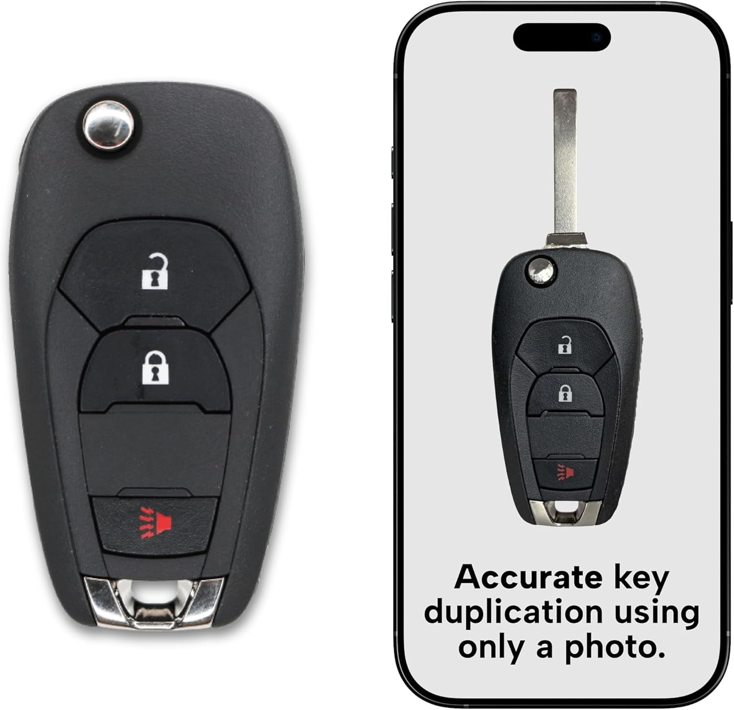 KEYS4LESS Replacement 3-Button Flip Key Fob for Chevrolet – Compatible ...