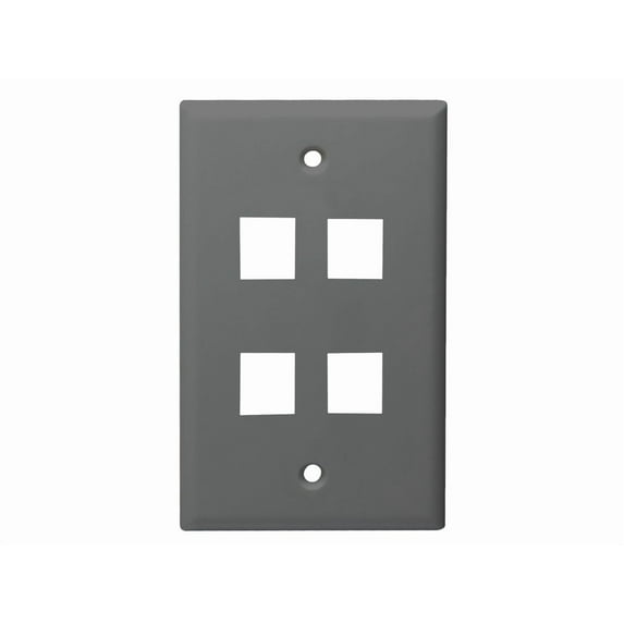 Monoprice Standard Size Keystone Plate 4 Port, Gray, UL - Walmart.com