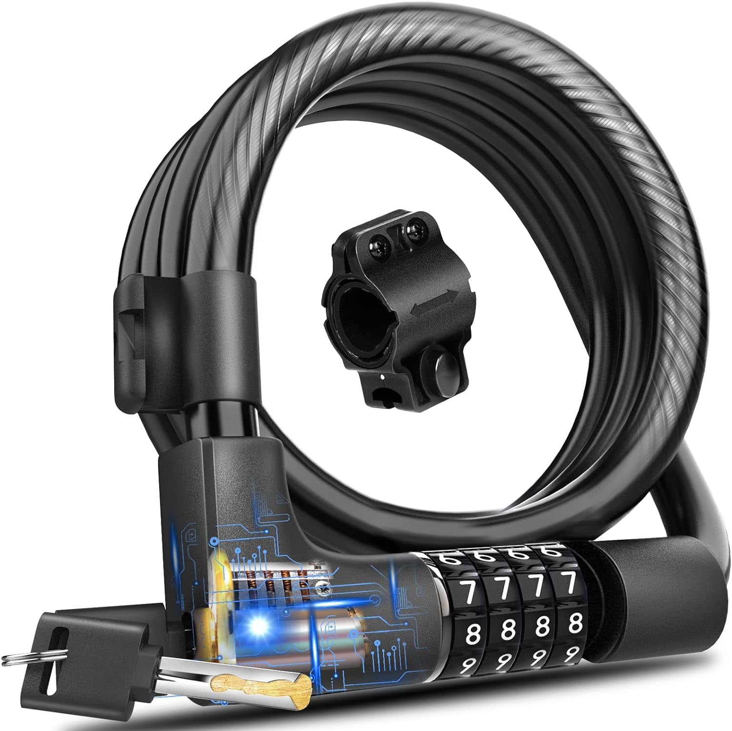 KEYSTP Bike Lock Cable with Combination,High Security 5-Digit ...