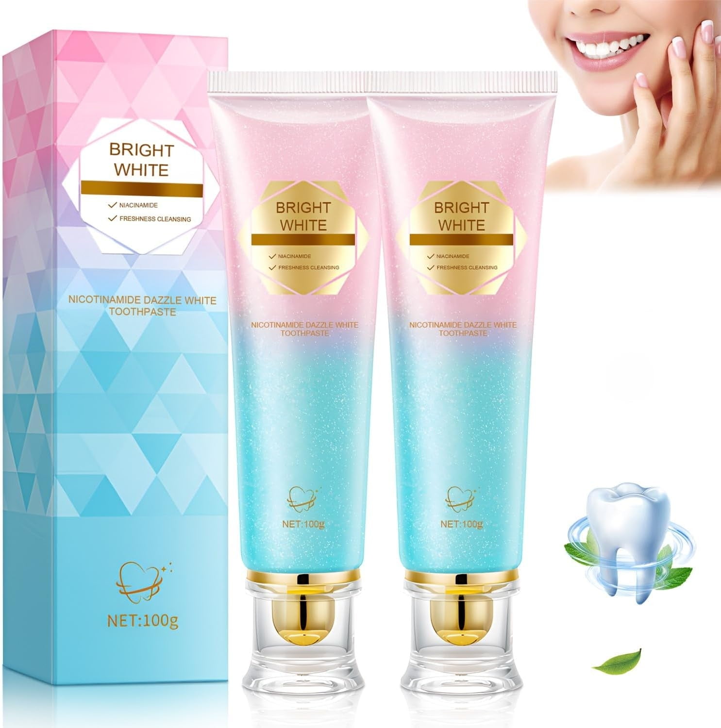 KEYU Pack Of 2 Niacinamide Whitening Toothpaste, 100 G Radiant ...