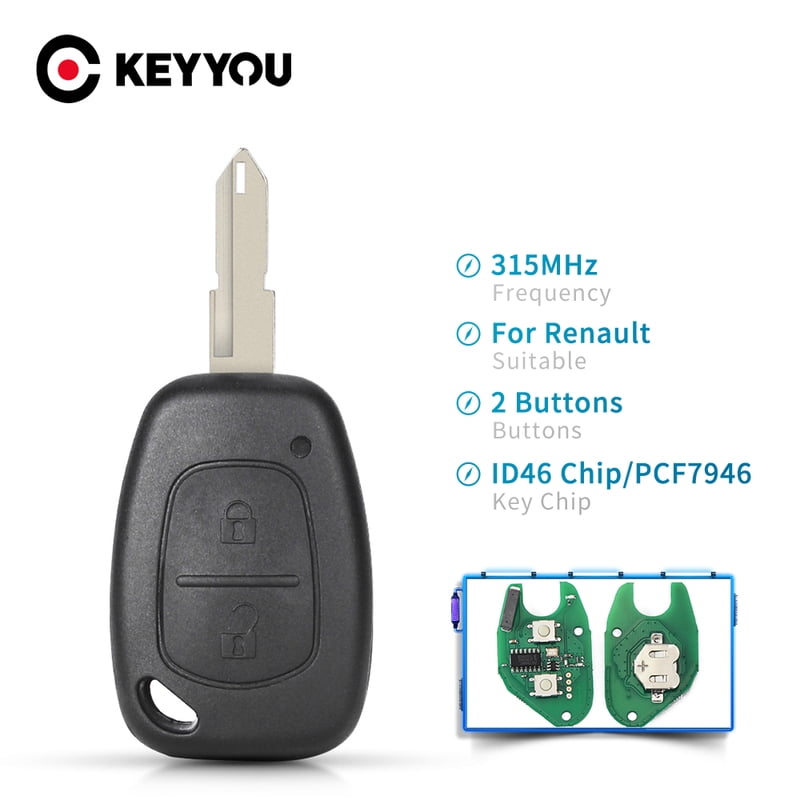 KEYYOU 433MHZ 2 Buttons Car Remote Key For Renault CLIO SCENIC KANGOO ...