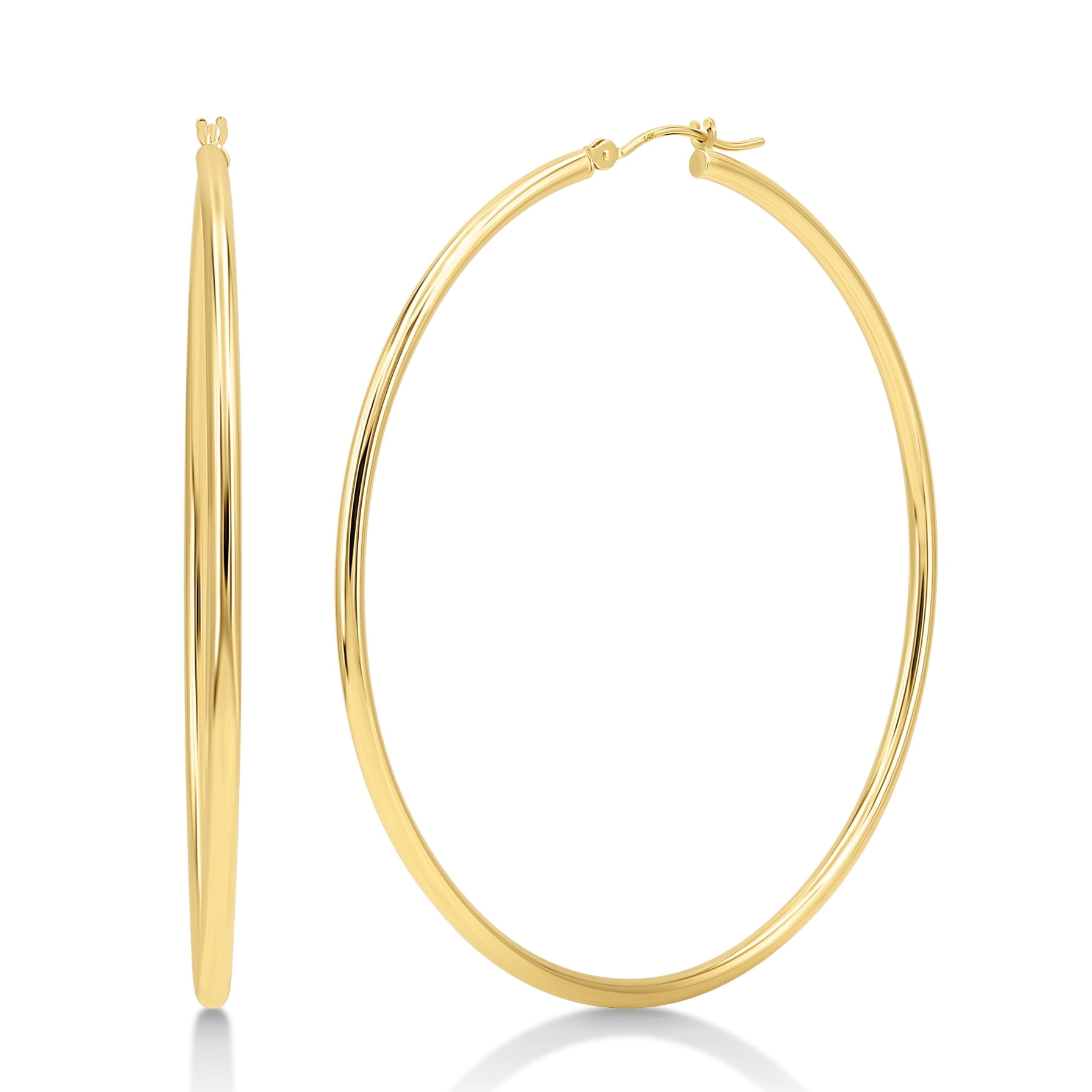 KEZEF 14K Real Gold Hoop Earrings for Women - 2mm Thickness ...