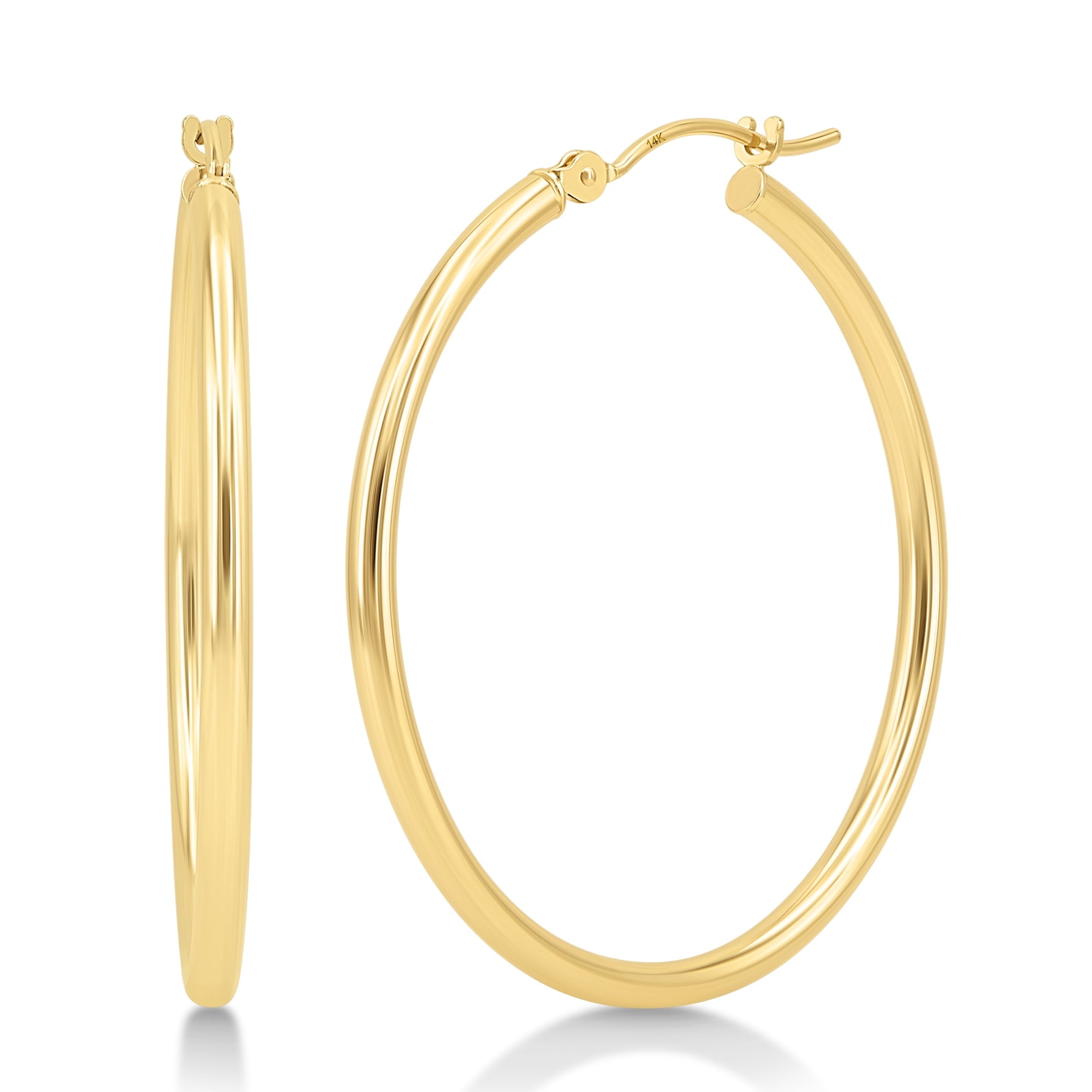 KEZEF 14K Real Gold Hoop Earrings for Women - 2mm Thickness ...