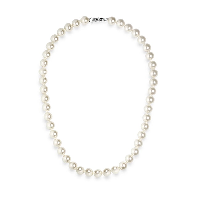 KEZEF Faux Pearl Necklace Cream White Simulated Pearls Necklace for ...