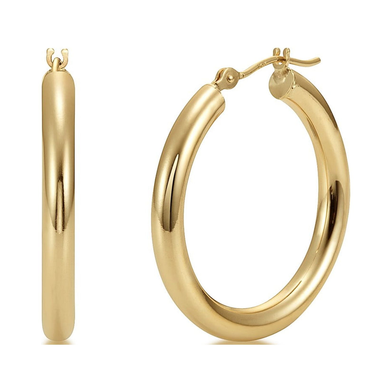 KEZEF Fine Jewelry: Genuine 14K Gold Hoop Earrings - 3mm Tube, 25mm ...
