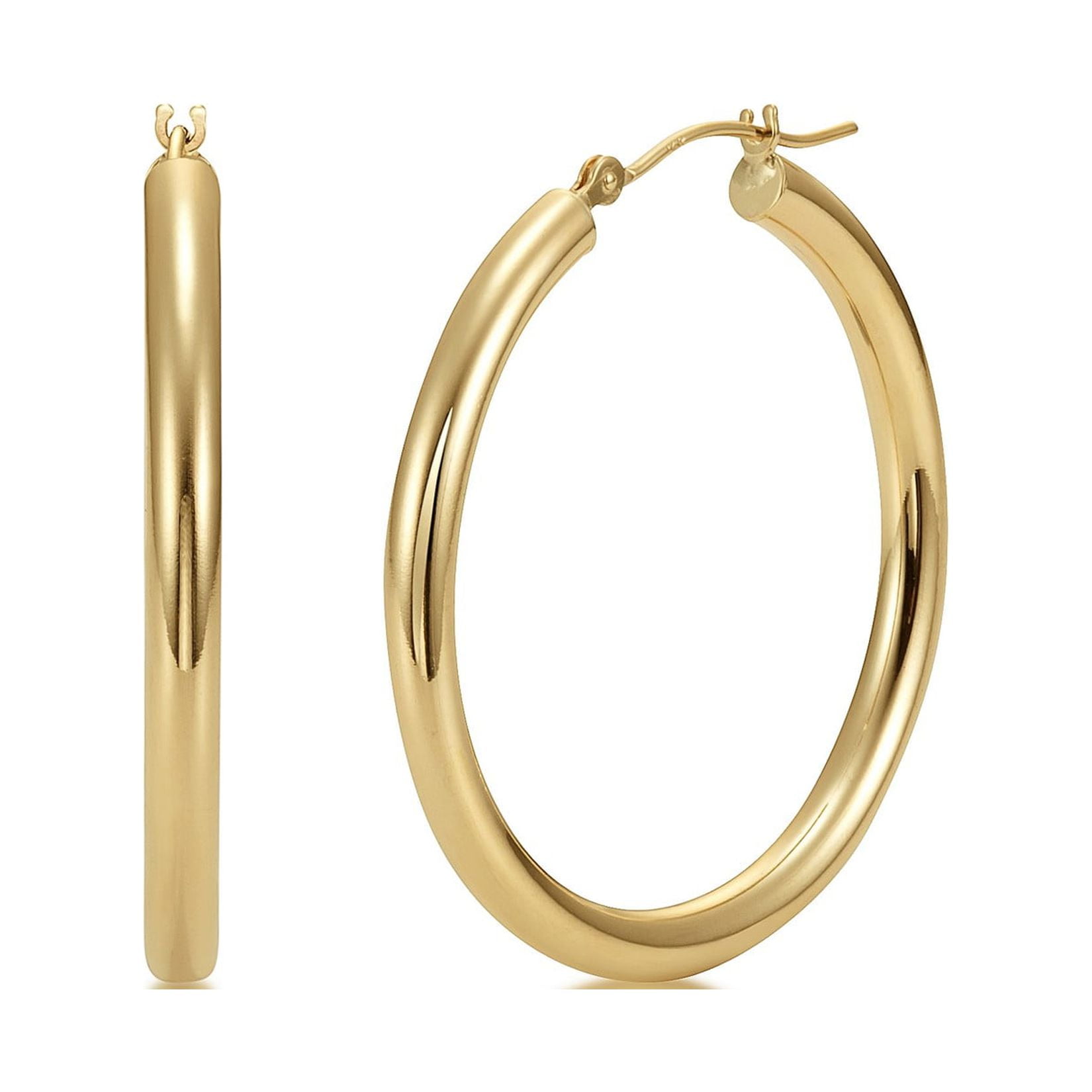 Kezef 14K 3 mm Tube Hoop Earrings, High Polish, 35mm Diameter (1.38 in.) - Walmart.com