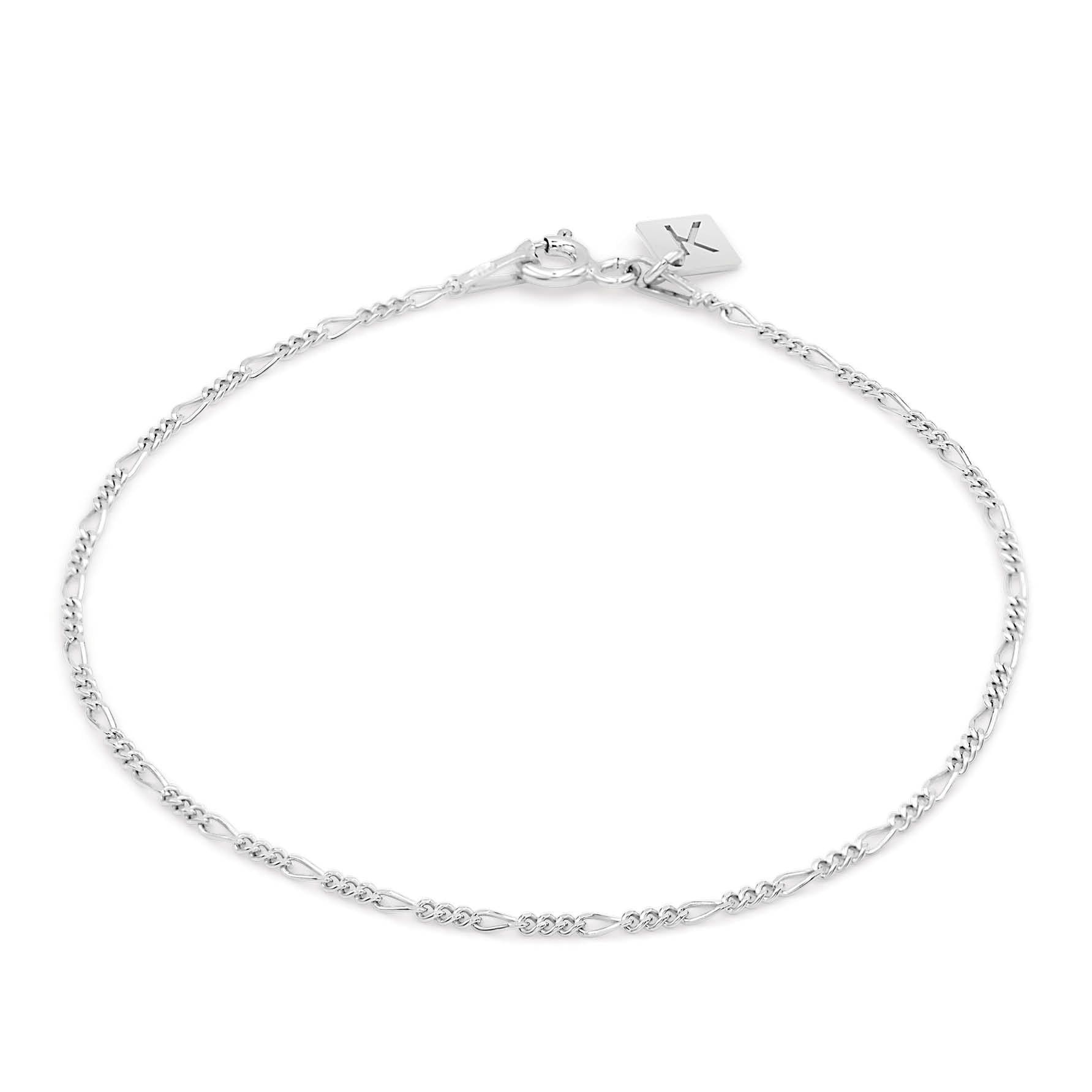 KEZEF Sterling Silver 1.5mm Figaro Chain Anklet - Solid Anklet Chain 10 ...