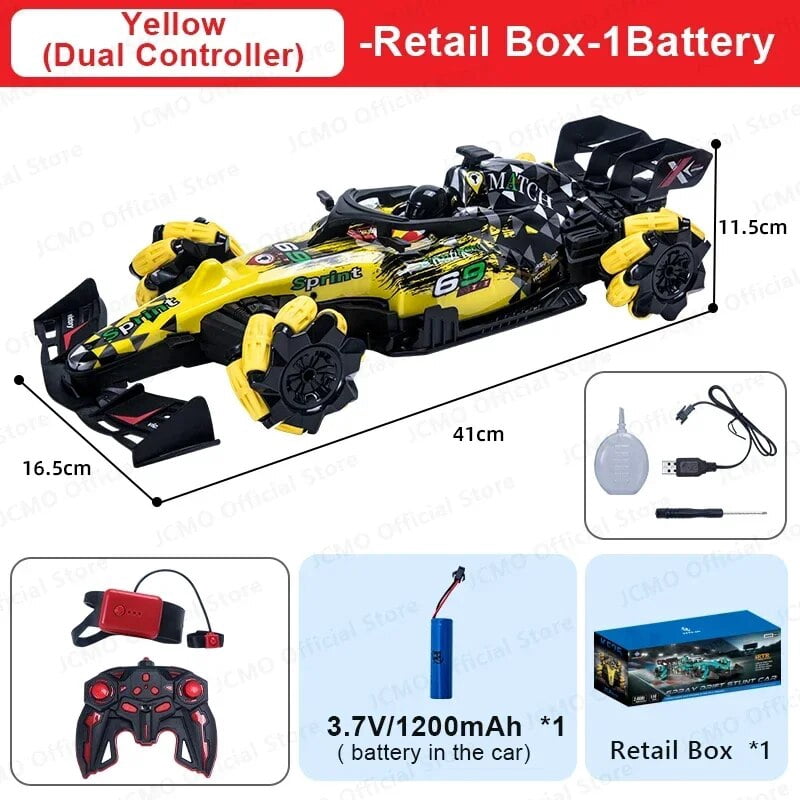 KF25 Formula Racing Car 2.4G Stunt Drift Car 360掳 Roll Light Spary RC ...