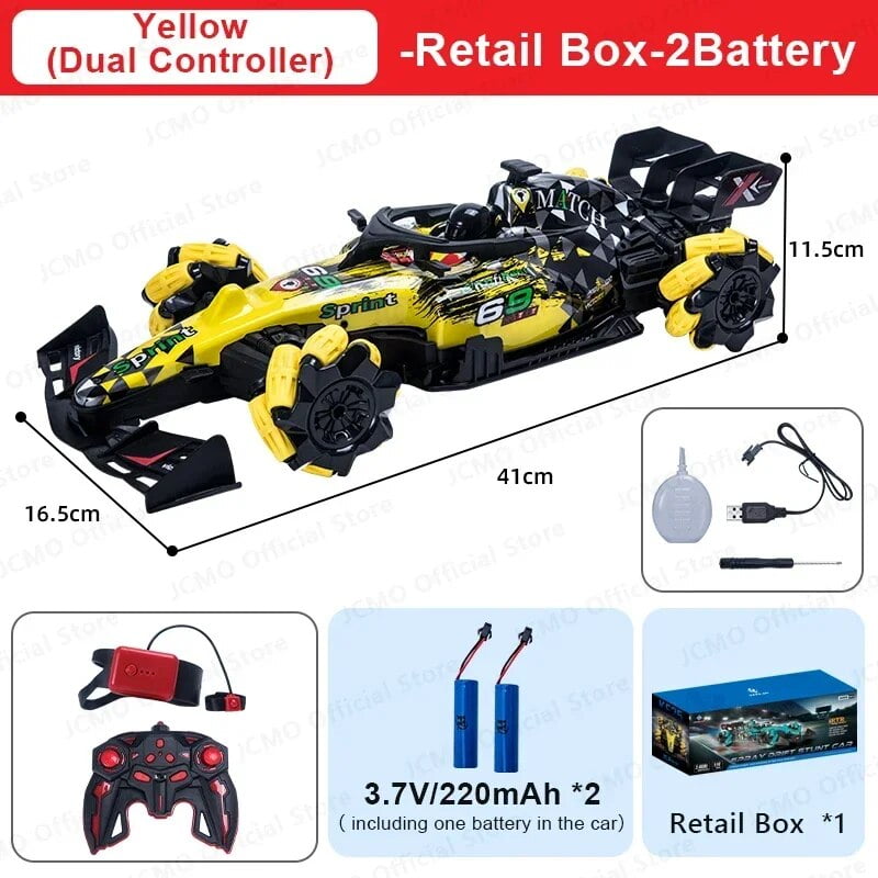 KF25 Formula Racing Car 2.4G Stunt Drift Car 360掳 Roll Light Spary RC ...