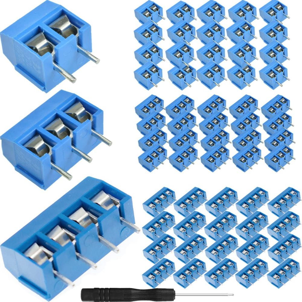 KF301 PCB Terminal Block 5mm Pitch 2P 3P 4P Mount Screw Connector Blue ...