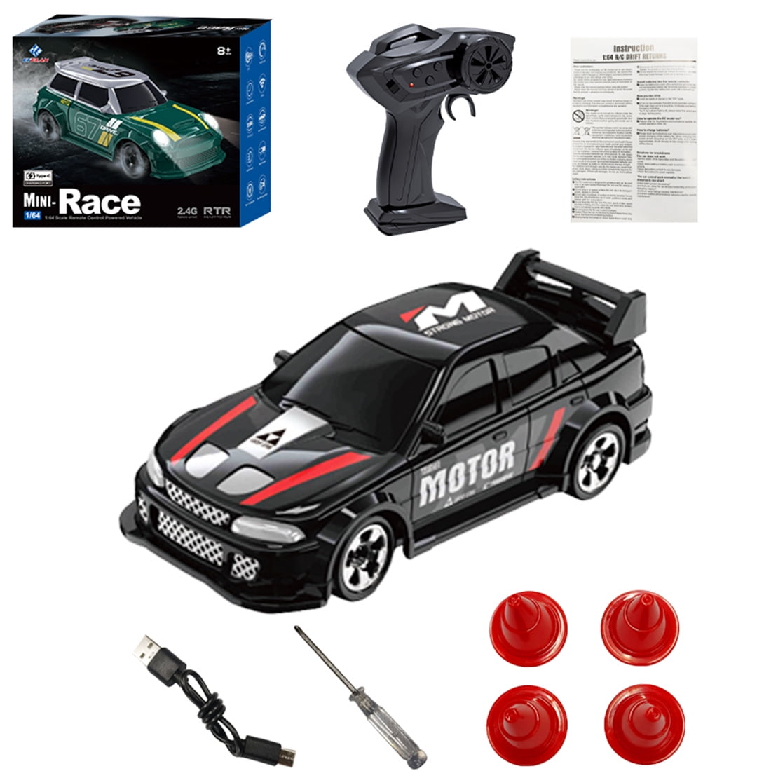 KF33 1:64 Scale Mini RC Drift Car, 4WD Remote Control Car with Gun ...