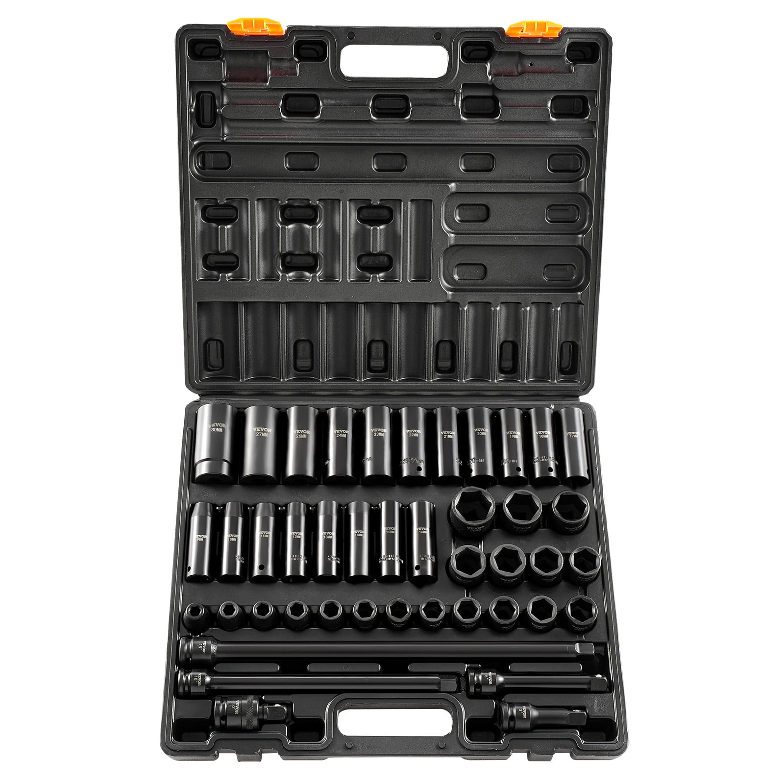 KFFKFF 1/2" Impact Socket Set, 43 Pcs, Includes Standard & Deep Sockets ...