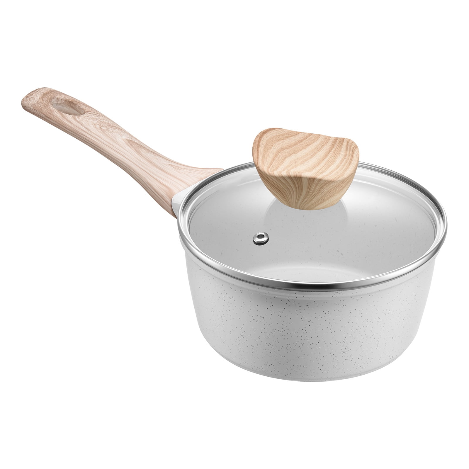KFFKFF 1.5 QT Nonstick Saucepan with Glass Lid, Versatile Cooking Pot ...
