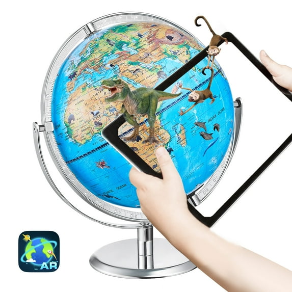KFFKFF 10"/254mm Educational Interactive AR World Globe App For Kids ...