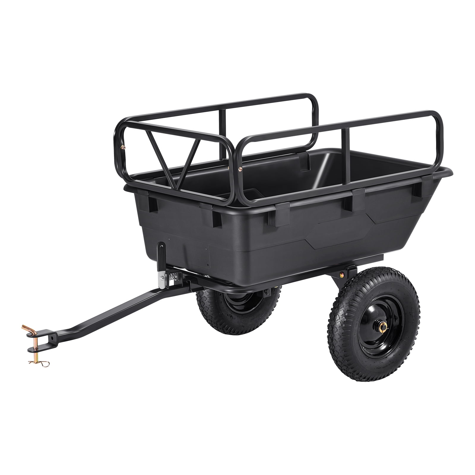 KFFKFF 10 Cu. Ft 500lbs Garden Utility Trailer, Tow-Behind Poly Dump ...