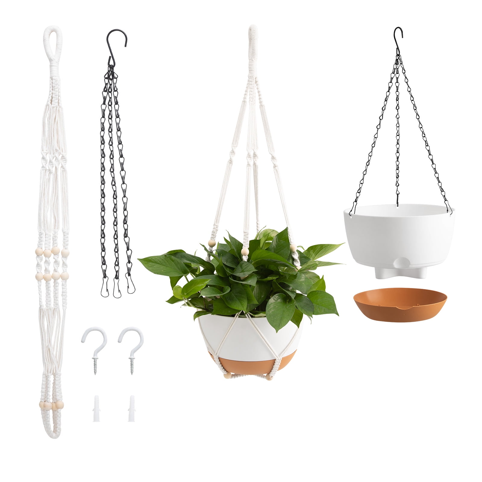 KFFKFF 10-Inch Self-Watering Hanging Planters, Set of 2 Flower Pots ...