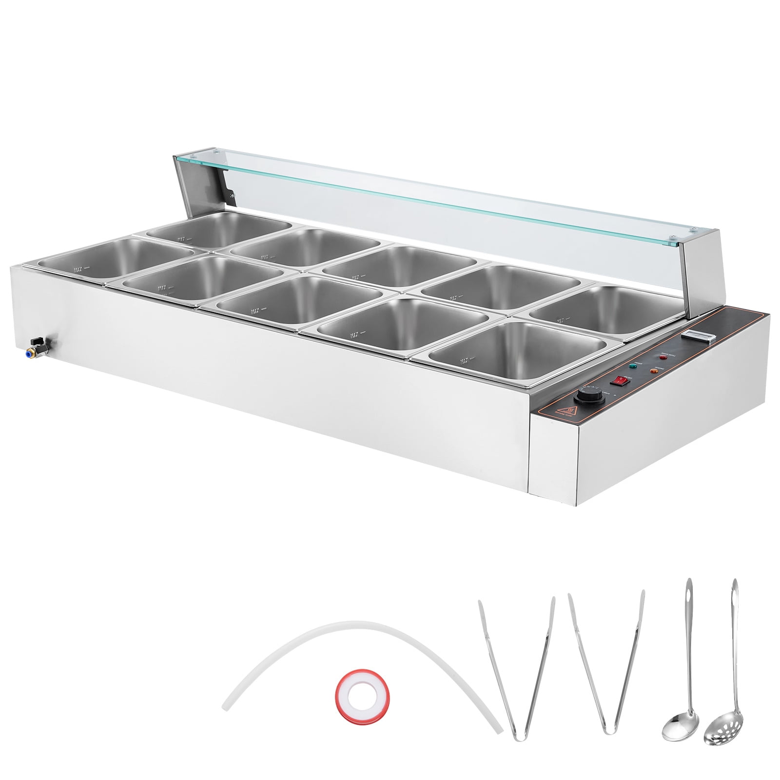 KFFKFF 10-Section Electric Buffet Server, 10 x 8QT, 3200W, Stainless ...
