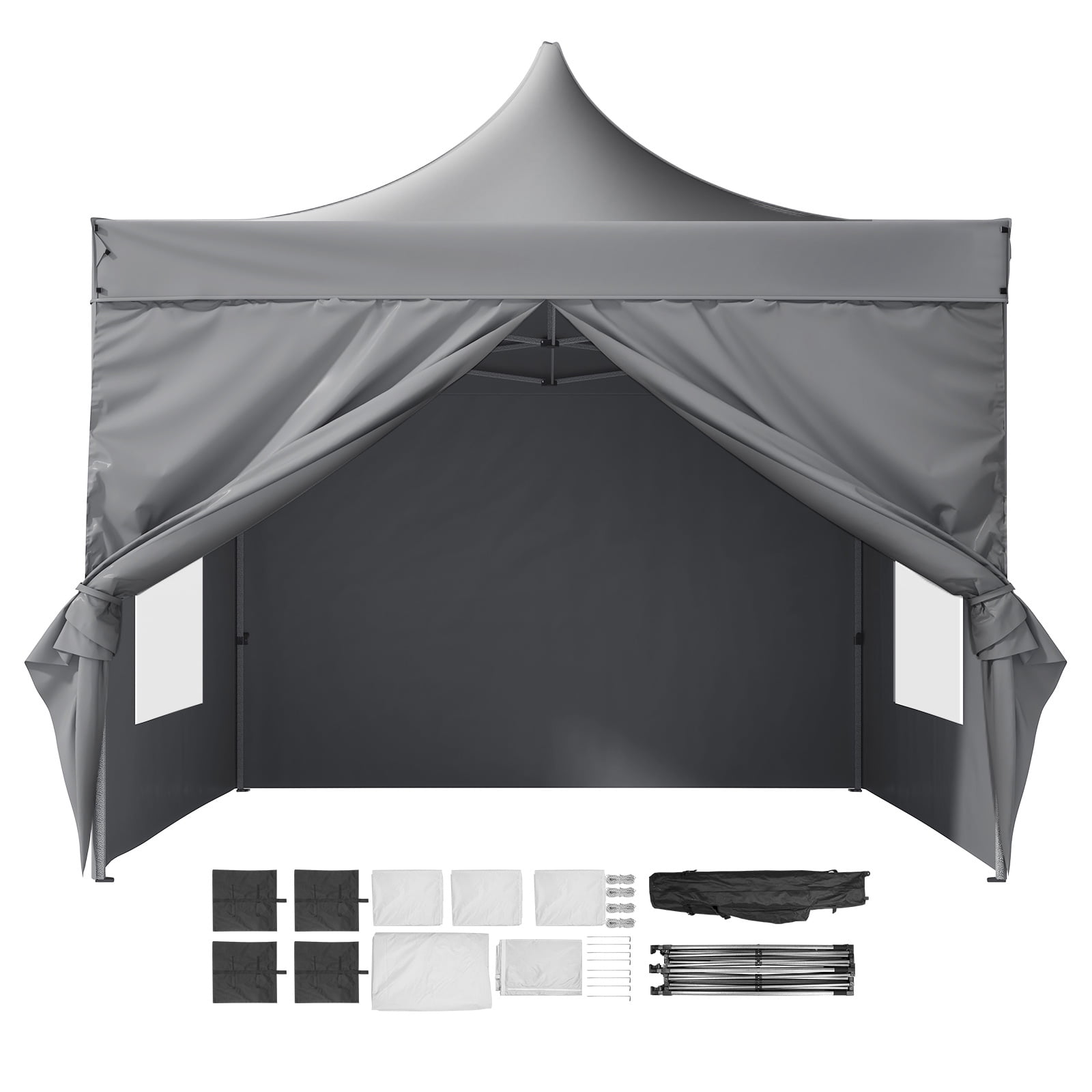 KFFKFF 10x10 FT Easy Setup Canopy with Detachable Sides, Mobile Shelter ...