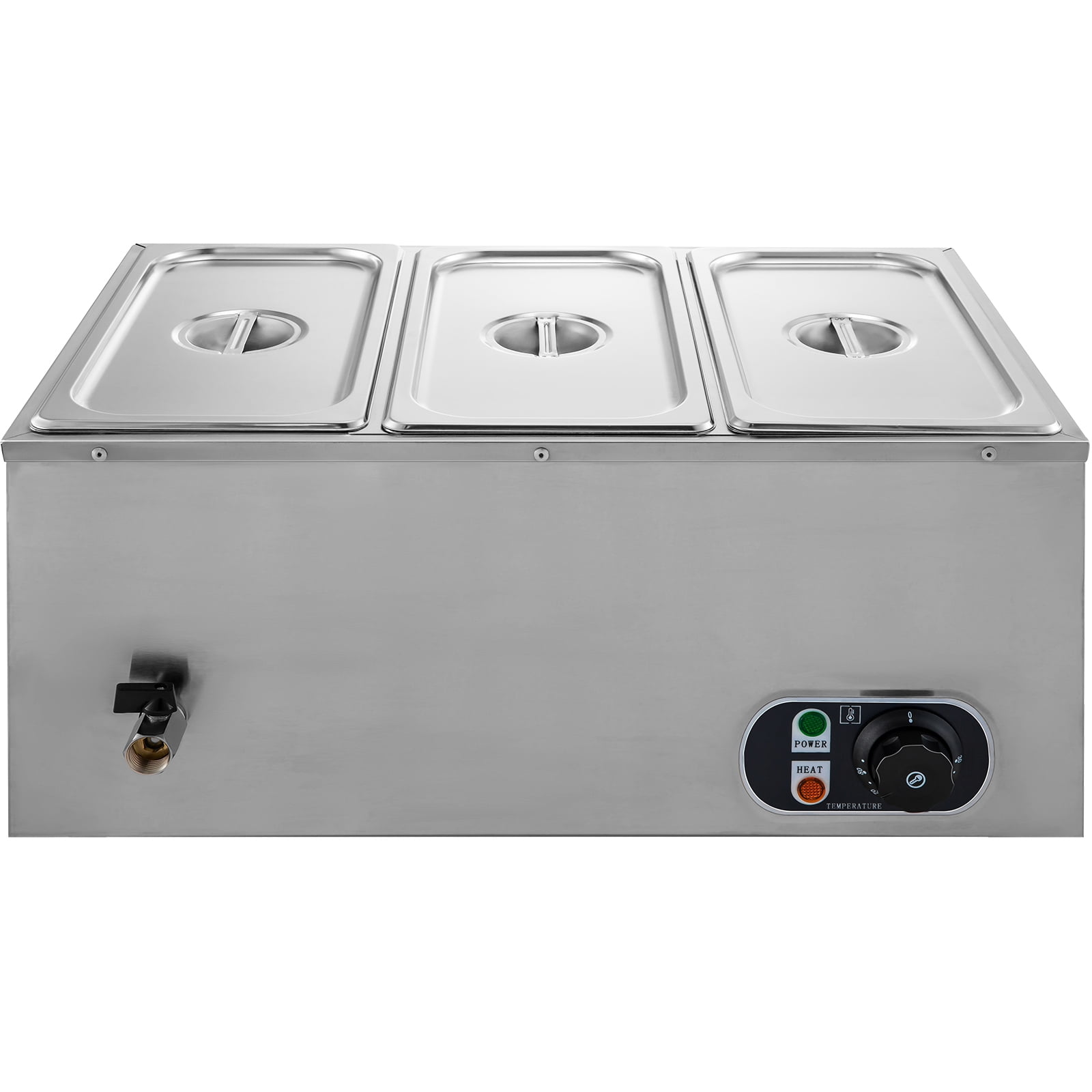 KFFKFF 110V 3-Pan Commercial Food Warmer, 1200W Electric Steam Table ...
