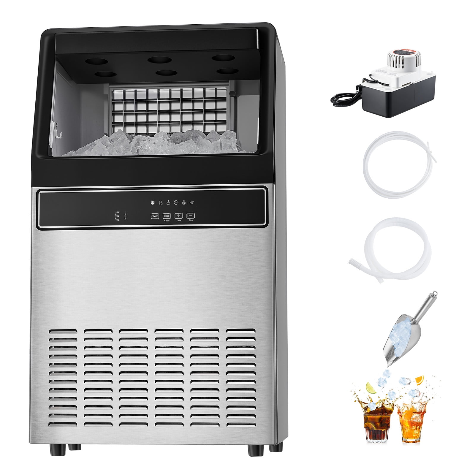 KFFKFF 110lbs/24H Business Ice Cube Producer, 33lbs Holding Capacity ...