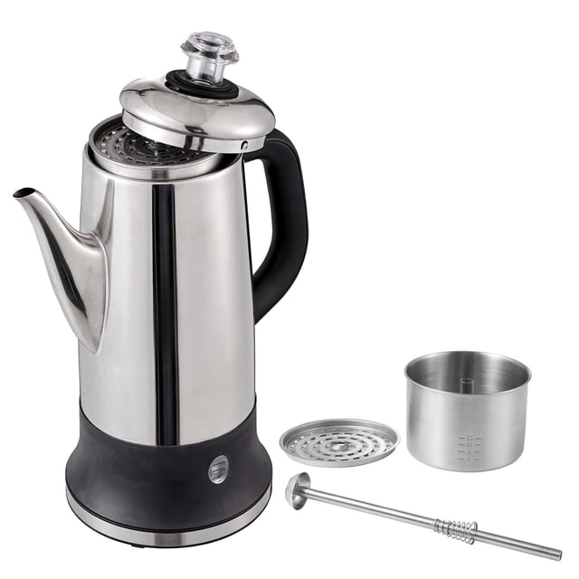 KFFKFF 12-Cup Electric Percolator Coffee Pot Stainless Steel Coffee ...