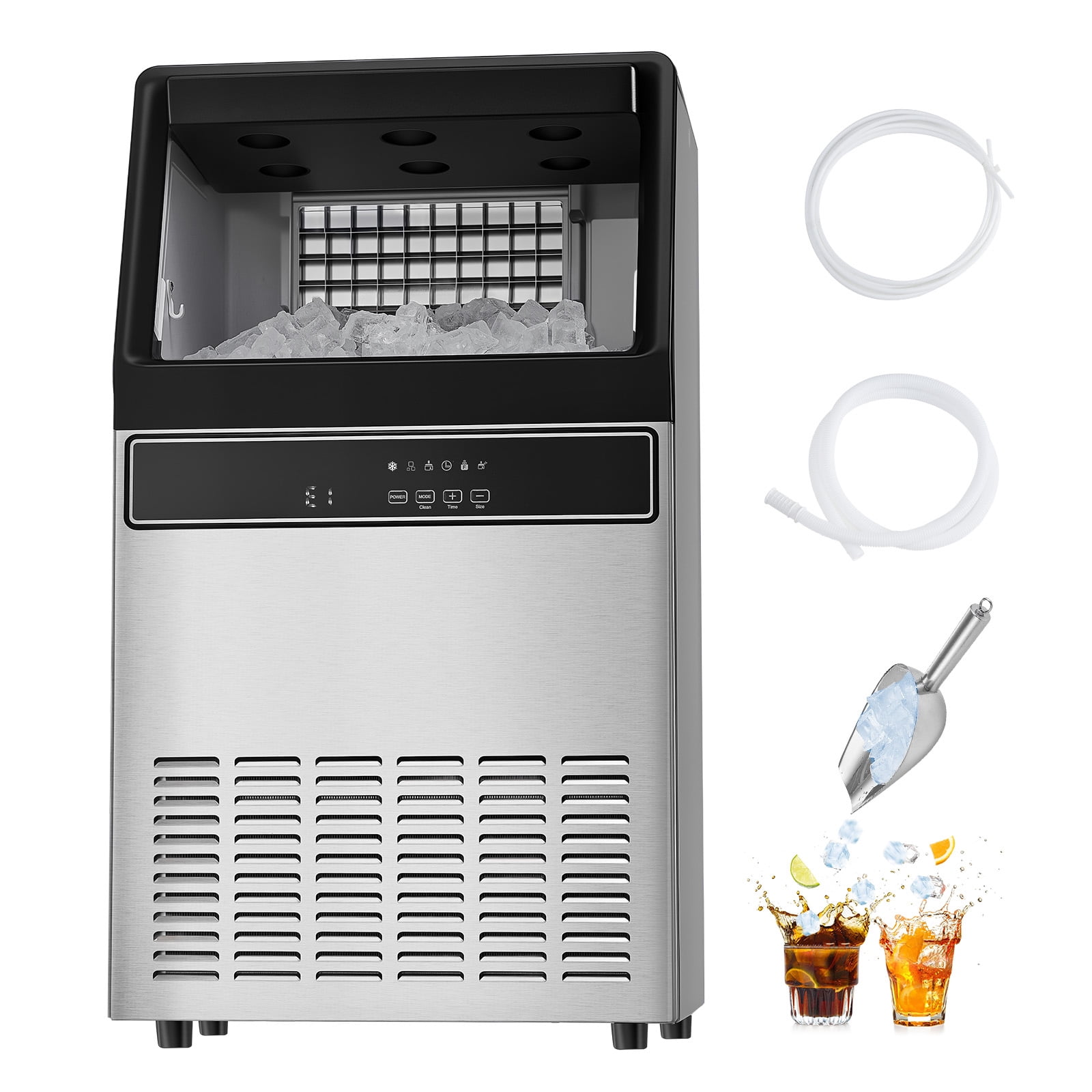 KFFKFF 120lbs/24H Business Ice Production Unit, 33lbs Holding Capacity ...