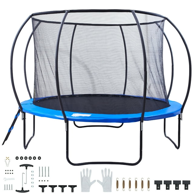 KFFKFF 12FT Trampoline, 400 lbs Capacity with Safety Net, Inclusive of ...
