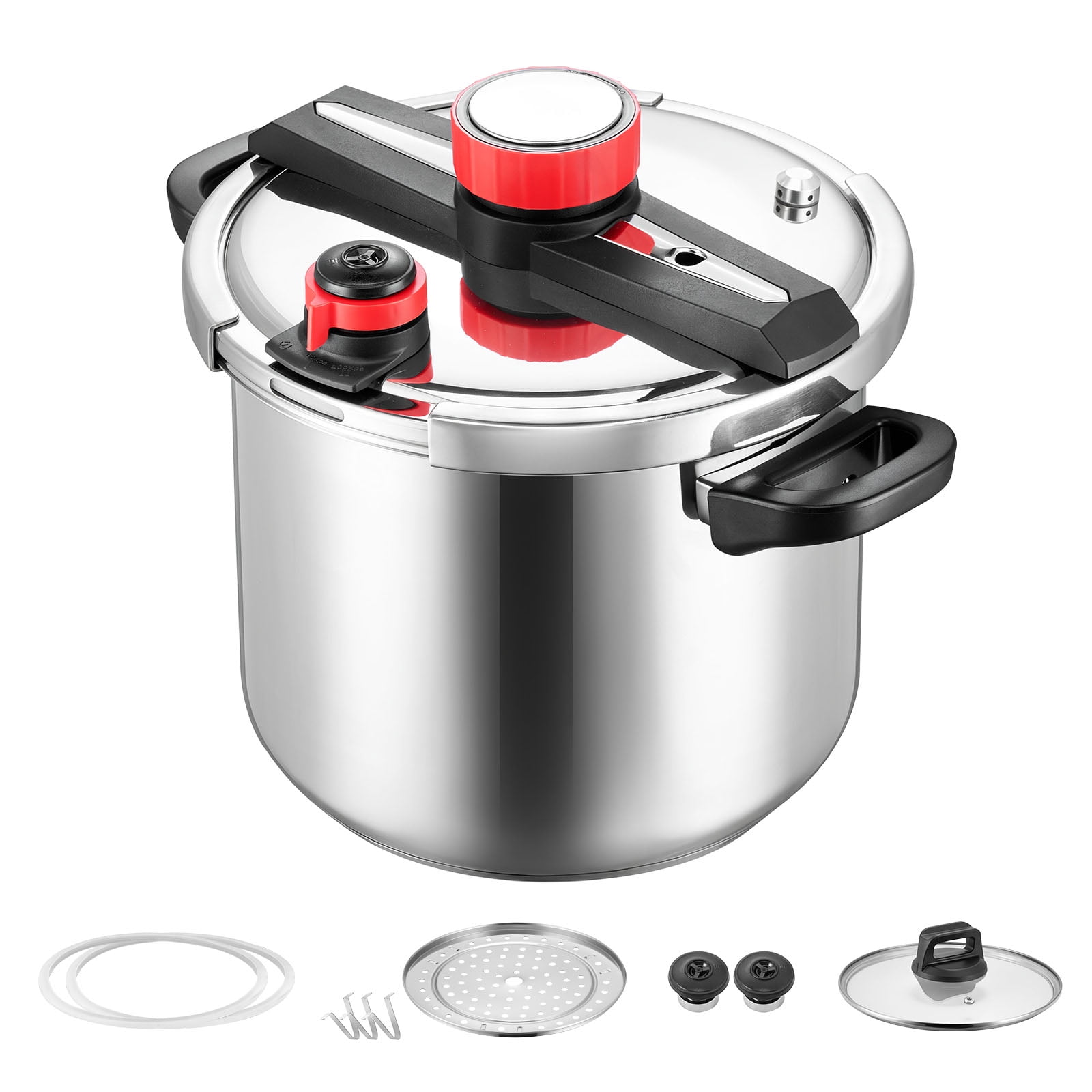 KFFKFF 12Qt Stainless Steel Pressure Cooker with Steaming Rack ...