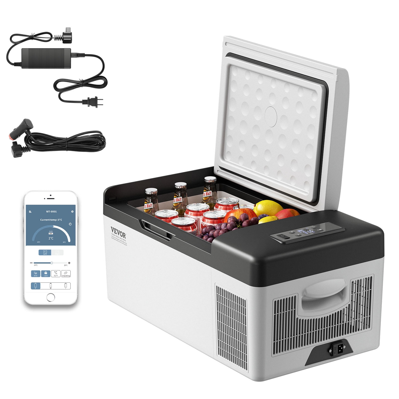 KFFKFF 12V Car Refrigerator 16 Quart Electric Cooler DC/AC, -4℉~68℉, Freezer Fridge Cooler App ...