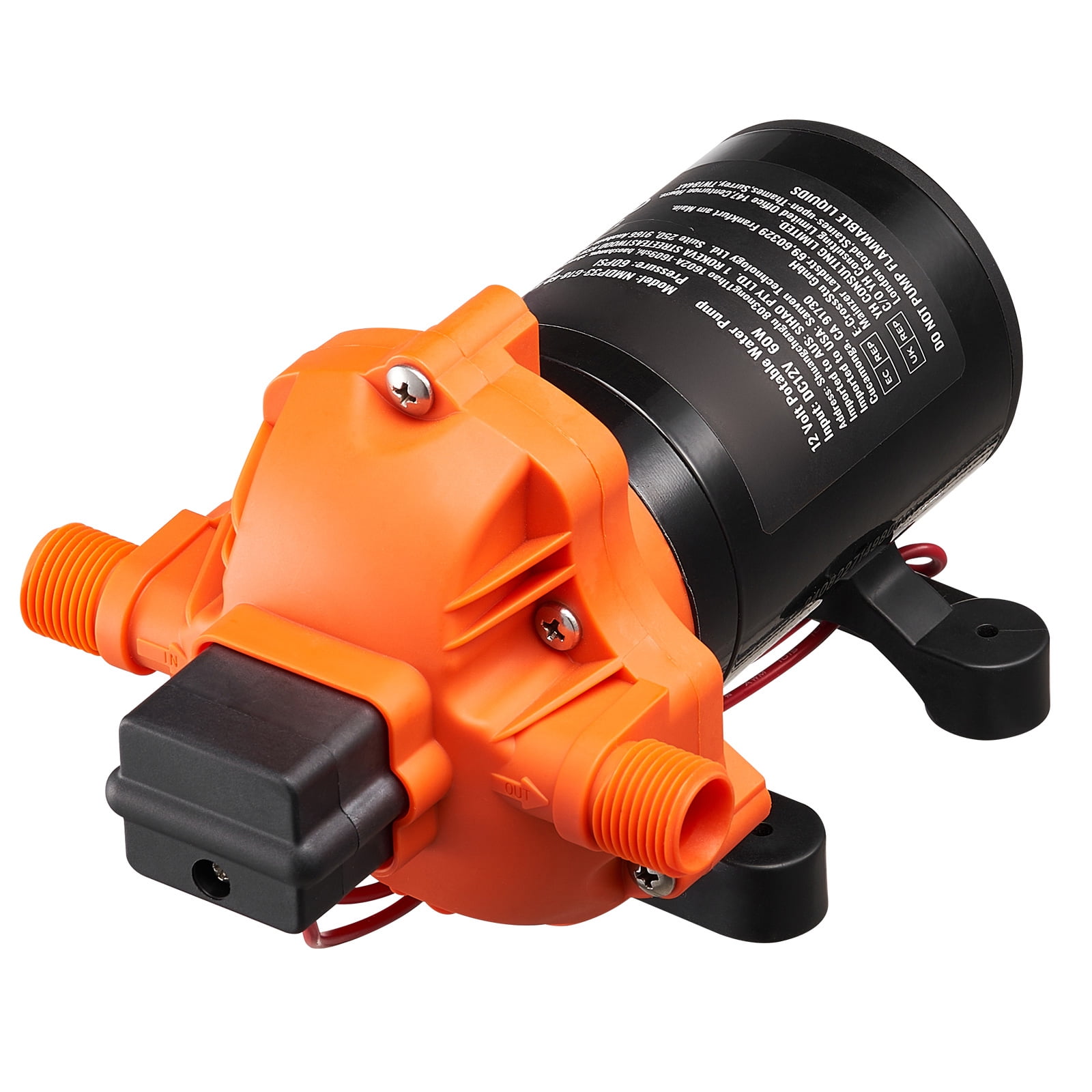 KFFKFF Water Diaphragm Pump, 12V DC, 1.8 GPM Flow(6.8 LPM), 3-chamber ...
