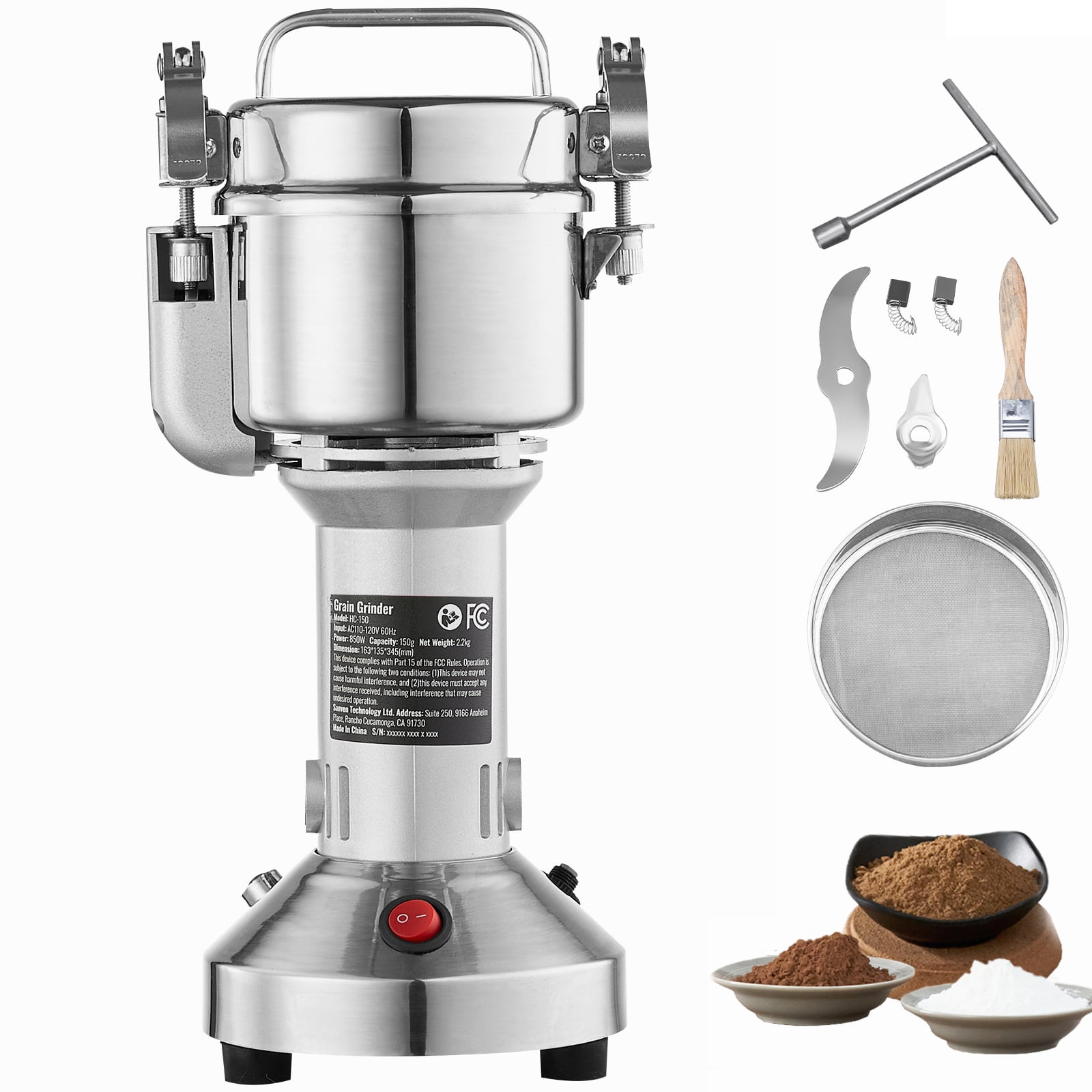 KFFKFF 150g Electric Grain Mill, 850W Speedy Spice Grinder, Stainless ...