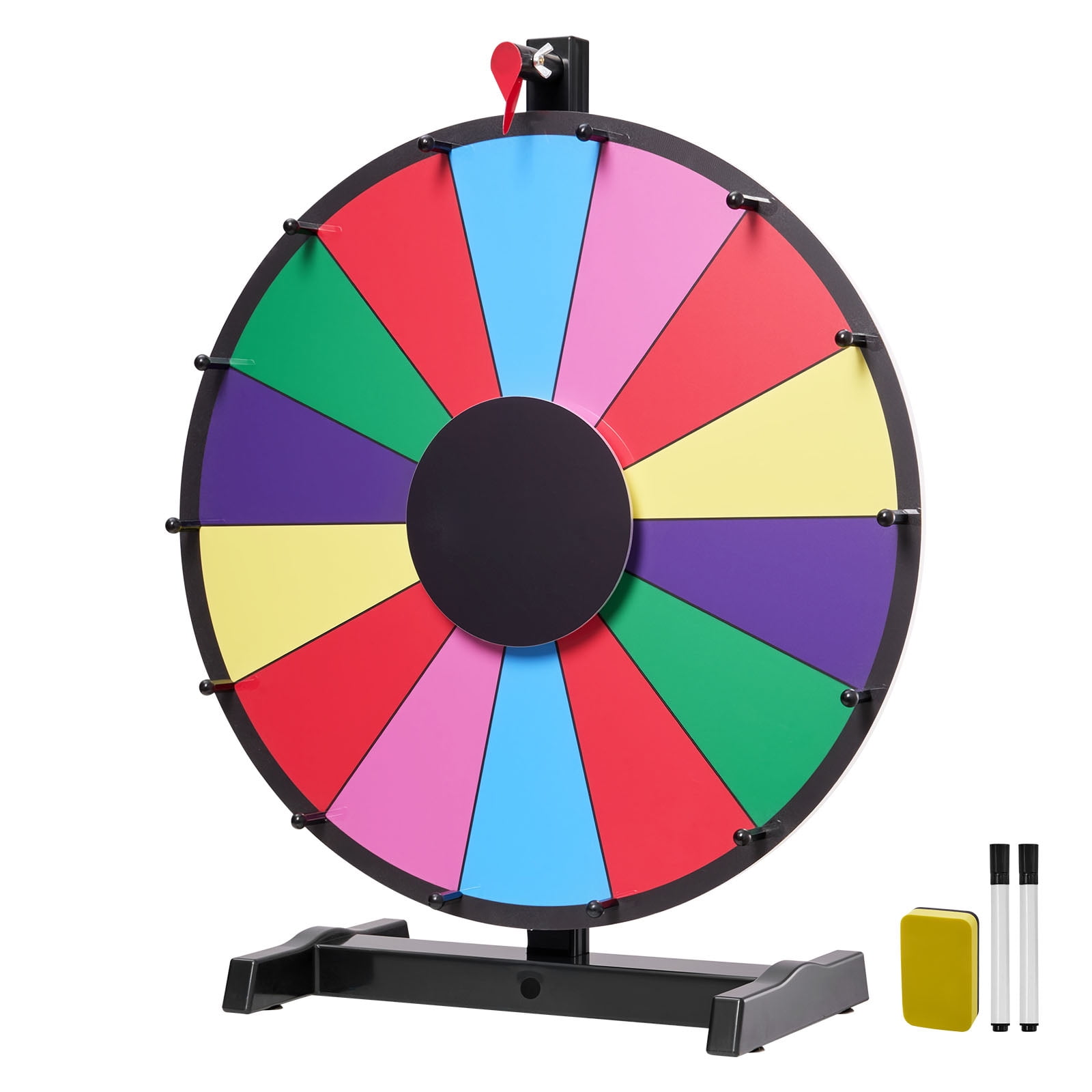 KFFKFF Spinning Prize Wheel with Stand, 18-Inch 14-Slot, 6-Color Design ...