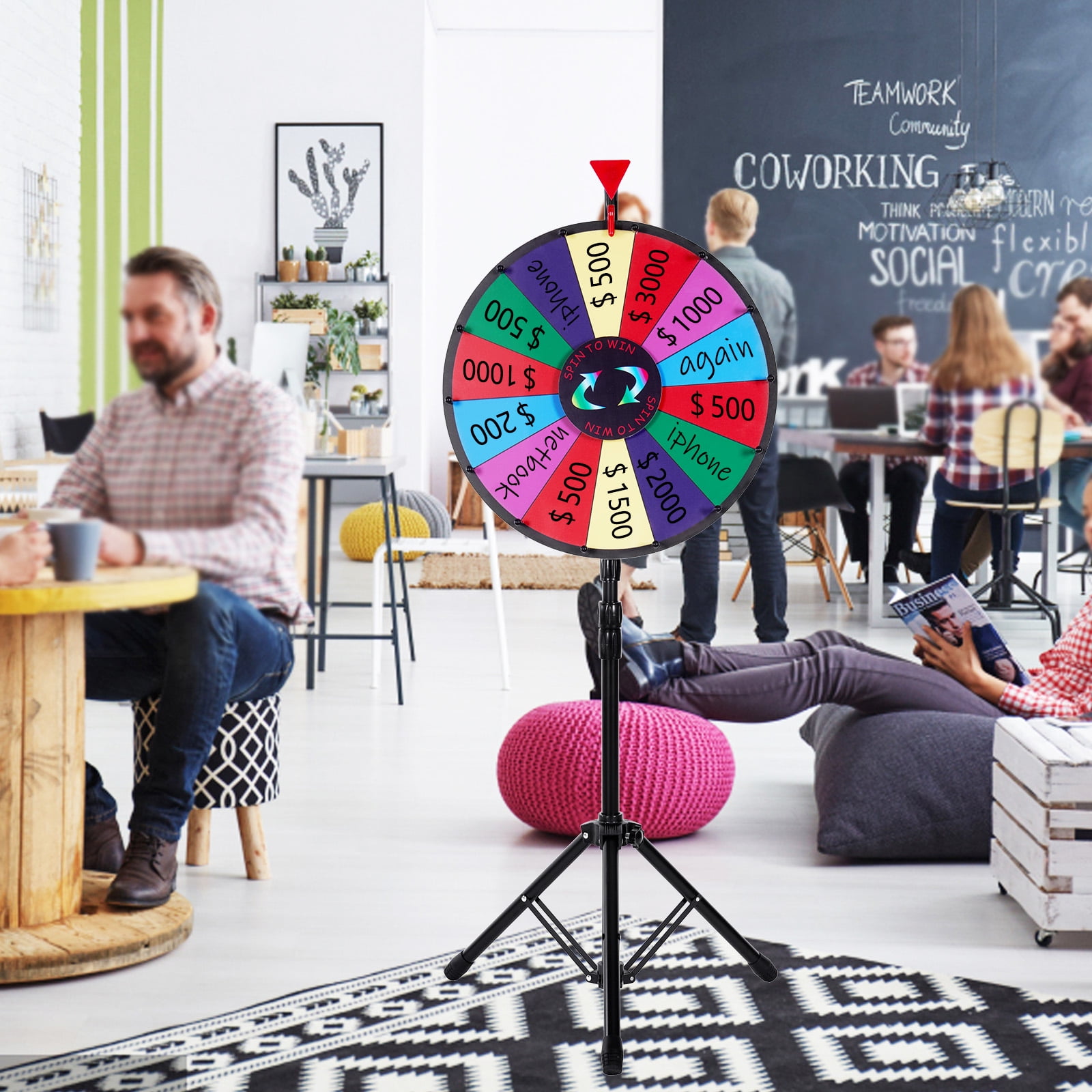 KFFKFF 18" Spinning Prize Wheel 14 Slots Fortune Spinning Game Color ...