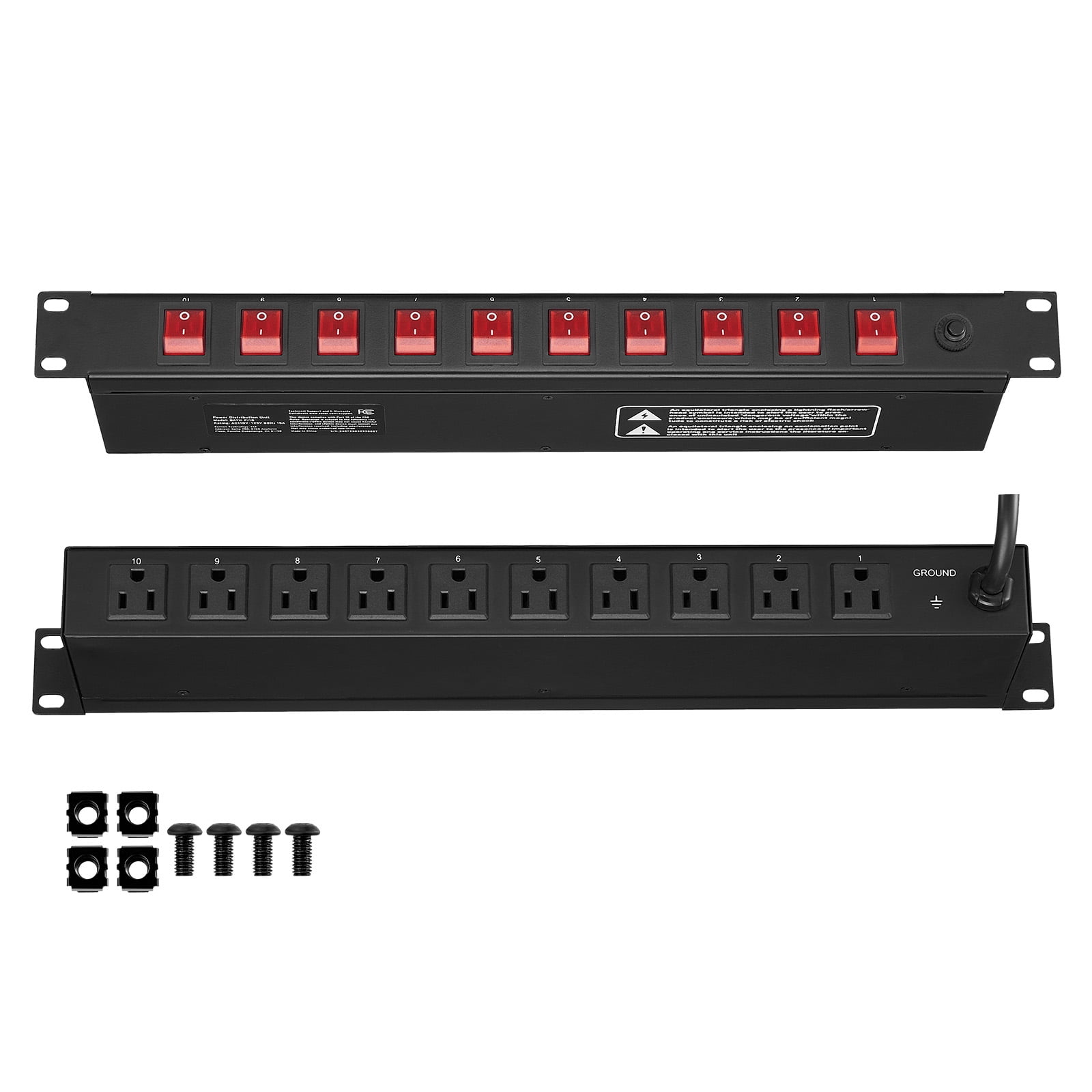 KFFKFF 1U PDU, Equipped with 10 Outlets, Designed for 19" Server Racks ...