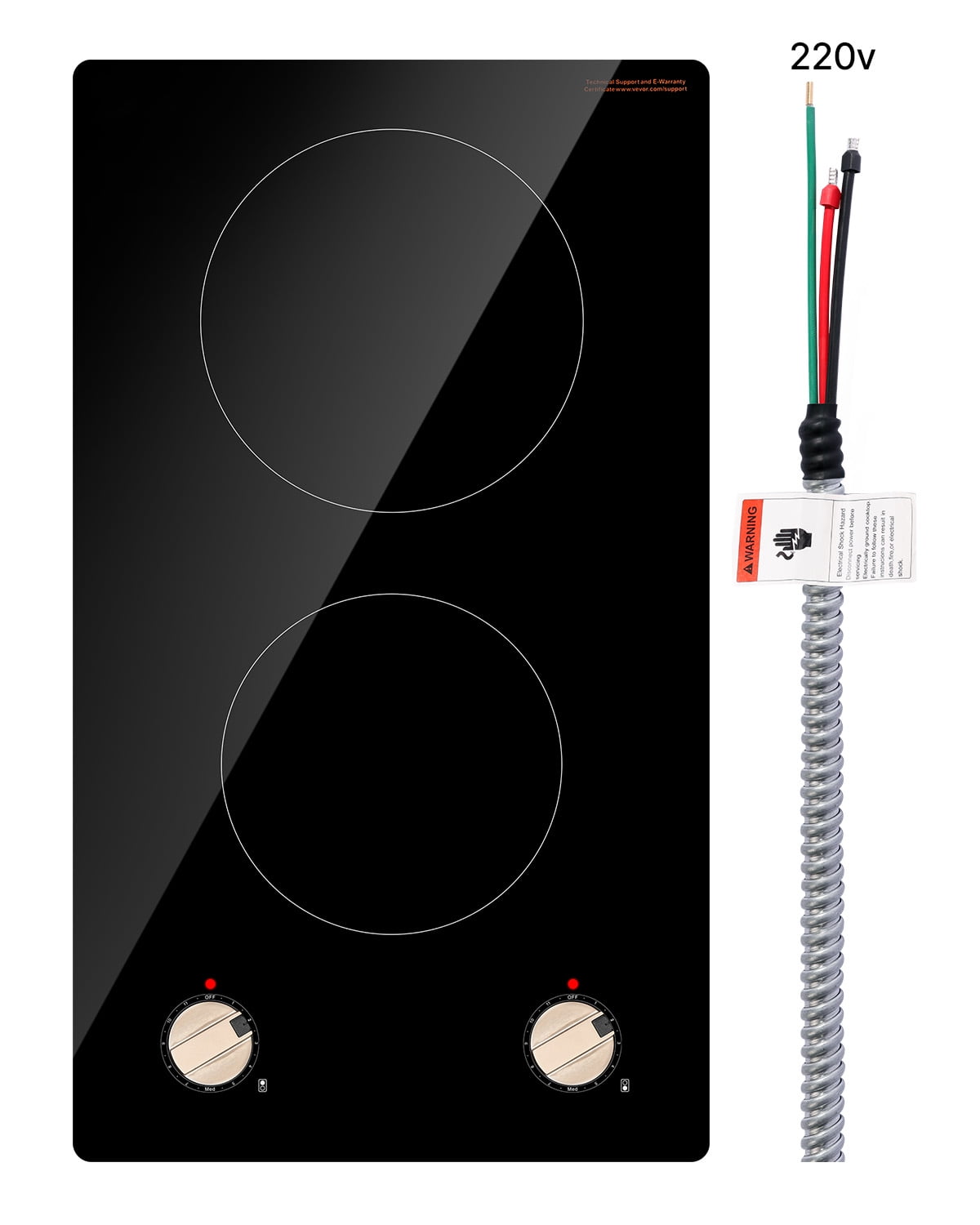 KFFKFF 2 Burner Built-in Electric Cooktop, 3500W Electric Ranges with ...
