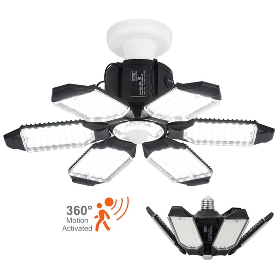 KFFKFF 2-Pack LED Garage Lights, 15000 Lumens, 6500K Motion-Activated ...