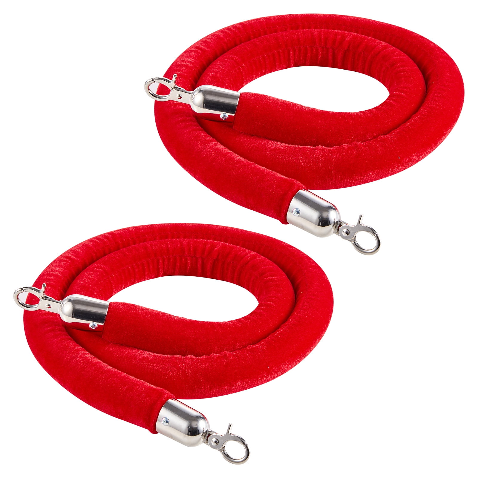 KFFKFF 2 Pcs Red Velvet Stanchion Ropes, 5 ft Crowd Control Barrier ...