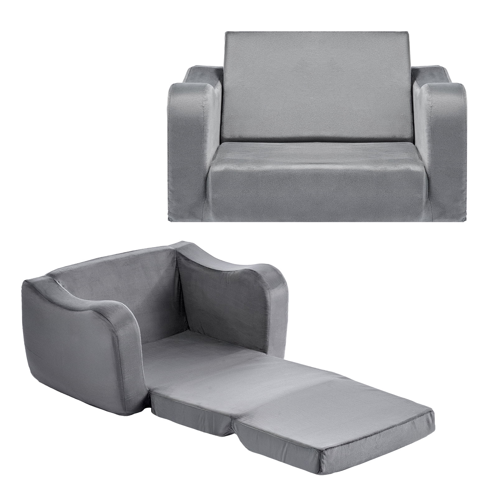 KFFKFF 2-in-1 Children's Sofa, Foldable Soft Couch with Armrests ...